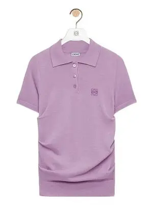 Loewe Short Sleeve Polo Sweater In Cashmere And Silk - Lilac