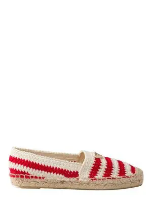 Prada Triangle Logo Crochet Espadrilles - Red