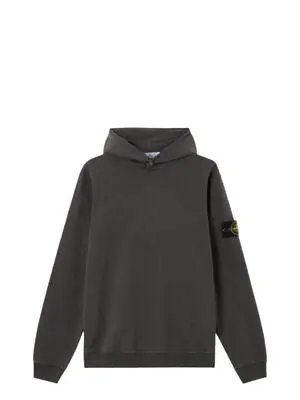 Stone Island Long Sleeved Hoodie With Logo Patch - Charcoal-grey