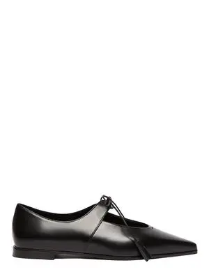 Max Mara Smooth Leather Ballerina Flats With Tassel Detail - Black