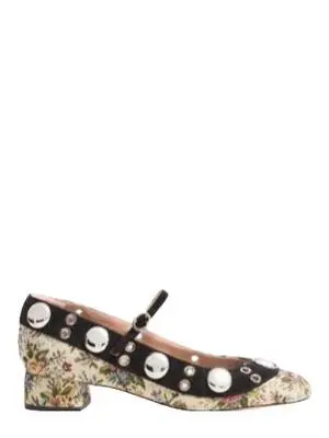 Valentino Garavani 30mm Mary Jane Pumps With Floral Pattern And Cut-out Details - Multicolor