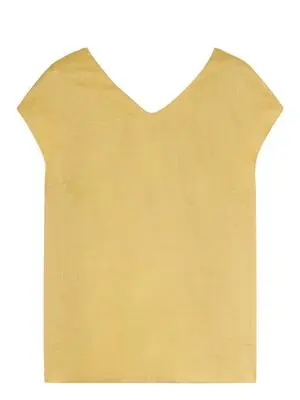 Max Mara Sleeveless V-neck Top With Side Slits - Sunshine Yellow