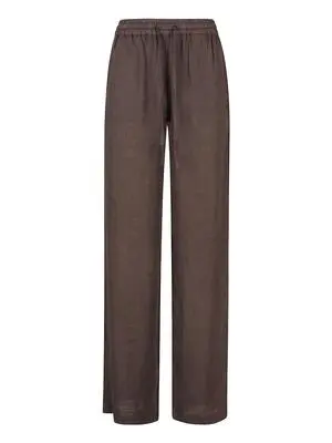 FAY Relaxed Fit Wide Leg Pants - Brown