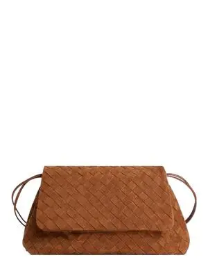 BOTTEGA VENETA Bottega Veneta Giorno Woven Suede Shoulder Bag