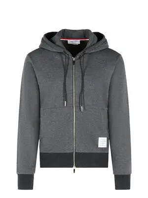 THOM BROWNE Thom Browne Zip-Up Hoodie With Signature Name Tag