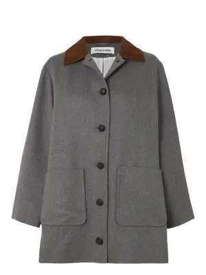 Veronica Beard Freya Corduroy-trimmed Woven Coat - Gray