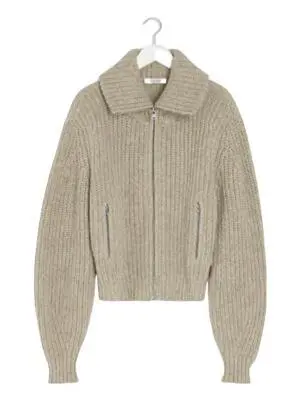 LEMAIRE Long Sleeved Zipped Cardigan - Nude