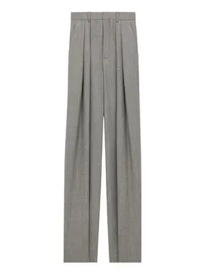 Saint Laurent High Waisted Wide Leg Tailored Trousers - Gray