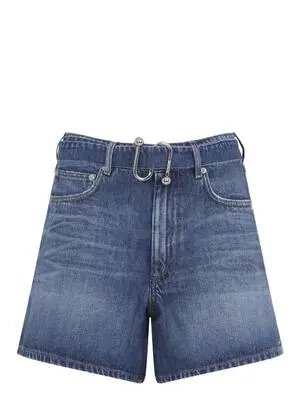 Sportmax Belted Denim Shorts - Blue