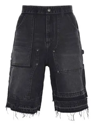 Andersson Bell Raw Edge Denim Shorts - Black