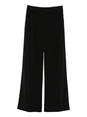 Patrizia Pepe Button Detail Pleated Wide Leg Trousers - Black