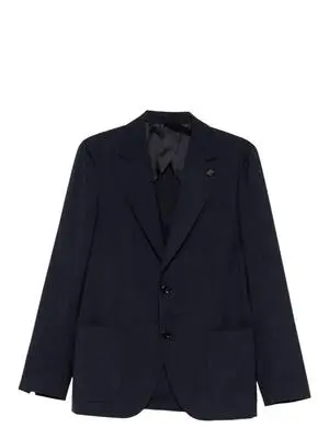 LARDINI Button Pin Virgin-wool Jacket - Blue