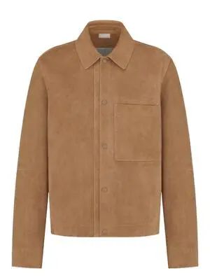 Dior Dior Suede Collared Button-Up Jacket Brown