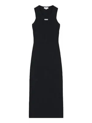 Alexander McQueen Ribbed Bodycon Sleeveless Midi Dress - Black