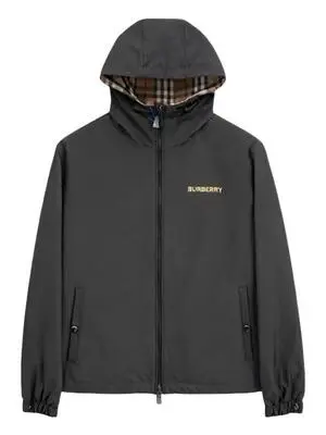 Burberry Hooded Jacket With Zipper Closure - Black