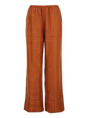 TOTEME Monogram-patterned Wide-leg Trousers - Brown