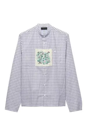 Prada Check Printed-patch Shirt - Blue