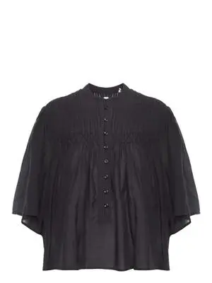 Isabel Marant Étoile Pleated Ruffled Sleeve Shirt - Black