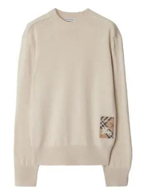 Burberry Burberry Checked Knitted Crewneck Jumper Nutmeg