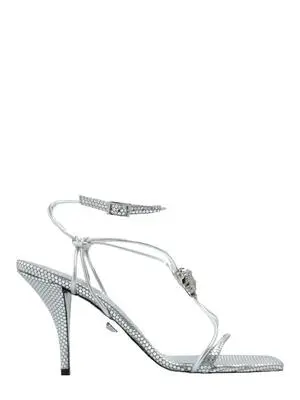 Versace Square-toe Heeled Sandals - Silver