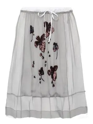 Prada Embroidered Chiffon Midi Skirt - Gray
