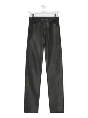 LEMAIRE Lemaire Twisted Five-Pocket Leather Trousers Dark Espresso