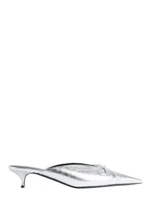 Balenciaga Knife Heeled Mules With Bow Embellishment - White