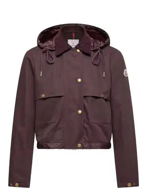 Moncler Aconitum Hooded Cotton Linen Blend Shirt Jacket - Wine Red