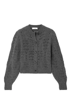 FRAME Openwork Knit Cardigan - Black