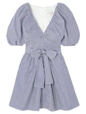 Carolina Herrera Striped Poplin Mini Dress - Blue