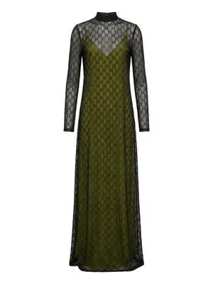 Gucci Gg Embellished Tulle Maxi Dress - Black | Editorialist