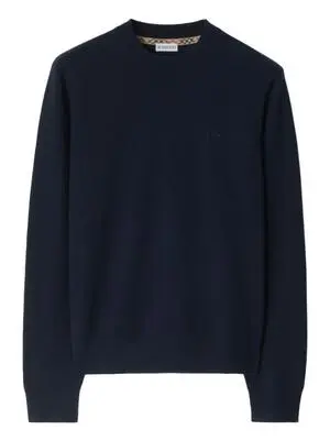 Burberry Cashmere Blend Sweater With Equestrian Knight Design - Navy