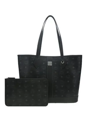 Mcm Logo Plaque Tote Bag - Black