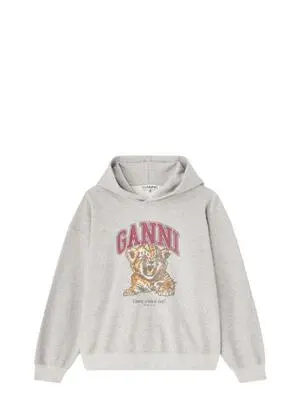 GANNI Beaded Baby Tiger Print Hoodie - Grey