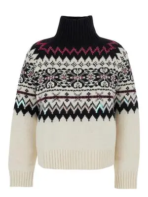 SEMICOUTURE Semicouture Intarsia Turtleneck Sweater With Embellishments