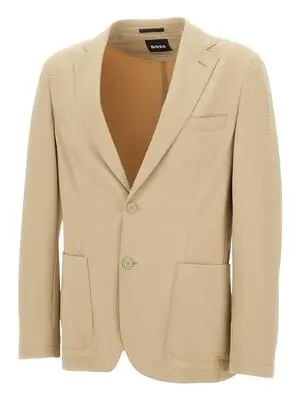 Hugo Boss Boss Single-breasted Slim-fit Seersucker Jacket - Nude