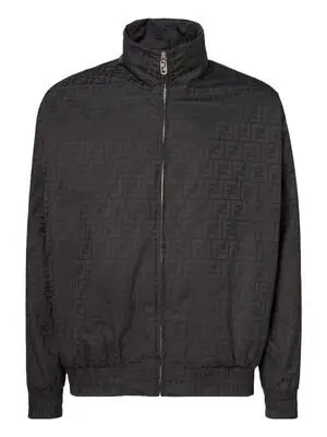 Fendi Ff Jacquard Zipped Bomber Jacket - Black