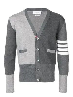 Thom Browne Wool V-neck Cardigan - Gray