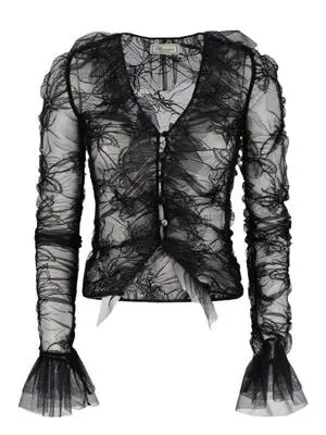 Blumarine Ruffled Lace Blouse - Black