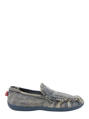 DIESEL® D-shock Moc Frayed Denim Loafers - Blue