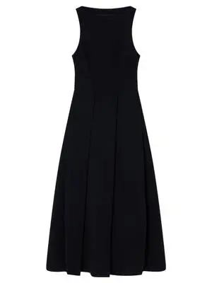 Emporio Armani Sleeveless Pleated Midi Dress - Black