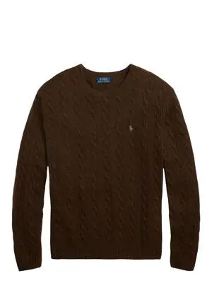 Polo Ralph Lauren Polo Ralph Lauren Cable-Knit Crew Neck Sweater Cacao Brown Heather