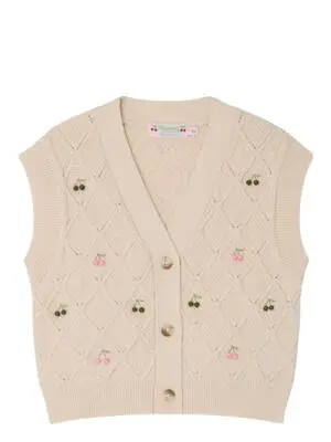 Bonpoint V-neck Sleeveless Knit Cardigan - Nude