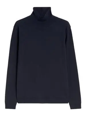 Max Mara Wool And Silk Knit Turtleneck Sweater - Navy Blue
