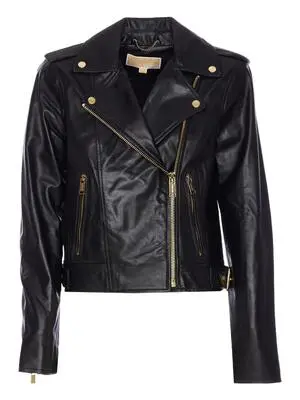 MICHAEL KORS Michael Michael Kors Leather Zip-Detail Moto Jacket