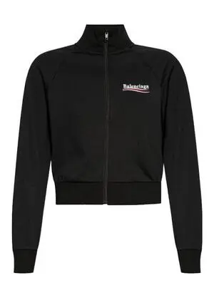 Balenciaga Logo Print Zip-up Jacket - Black