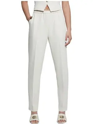 Guess Elastic Waist Sweatpants With Ankle Slits - Off-white