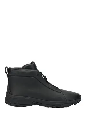 Zegna Zegna Logo Embossed Ankle Boots With Drawstring And Pull Tab Black