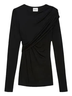 Isabel Marant Étoile Asymmetrical Pleated Long Sleeve Top - Black