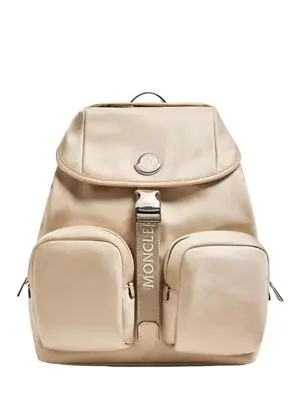 Moncler Water-repellent Backpack With Buckle And Drawstring Closure - Light Beige